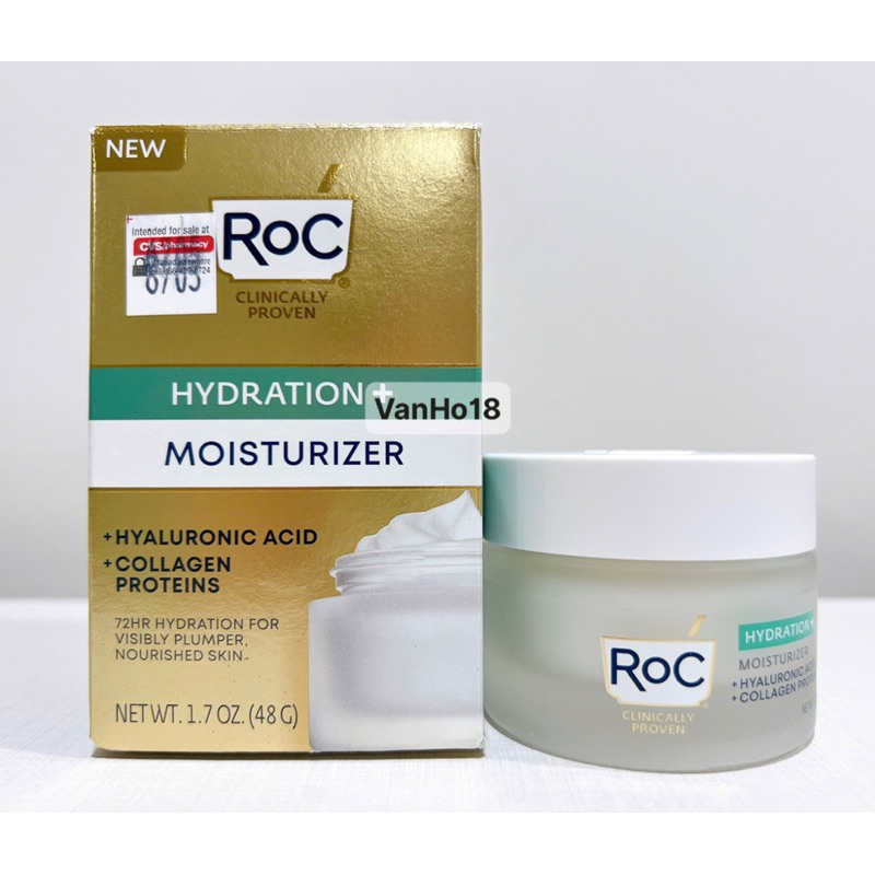 Roc Hydration, Hyaluronic Acid + Collagen Proteins Moisturizer 48g ...