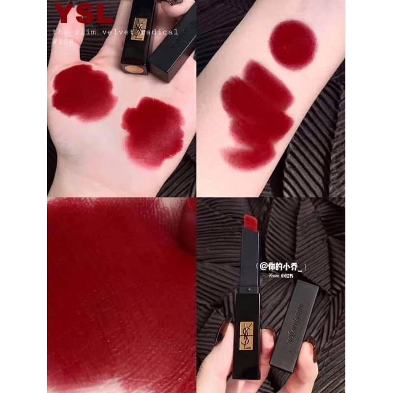 (Auth Ysl SLIM lipstick color 308 Dark red - Fullsize Fullbox | Shopee ...