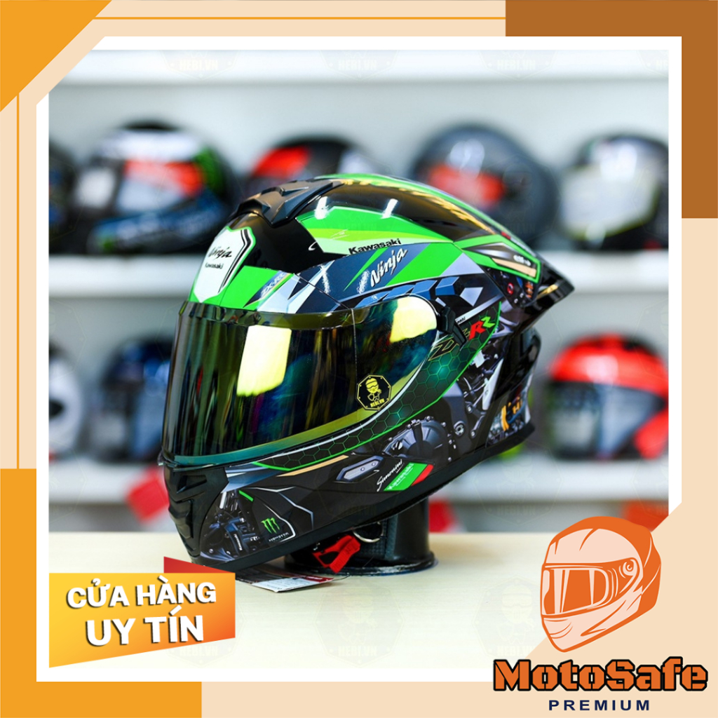 Roc 08 Plus 2024 Fullface Hat Glossy Black + Kawasaki Stamp + Colored ...