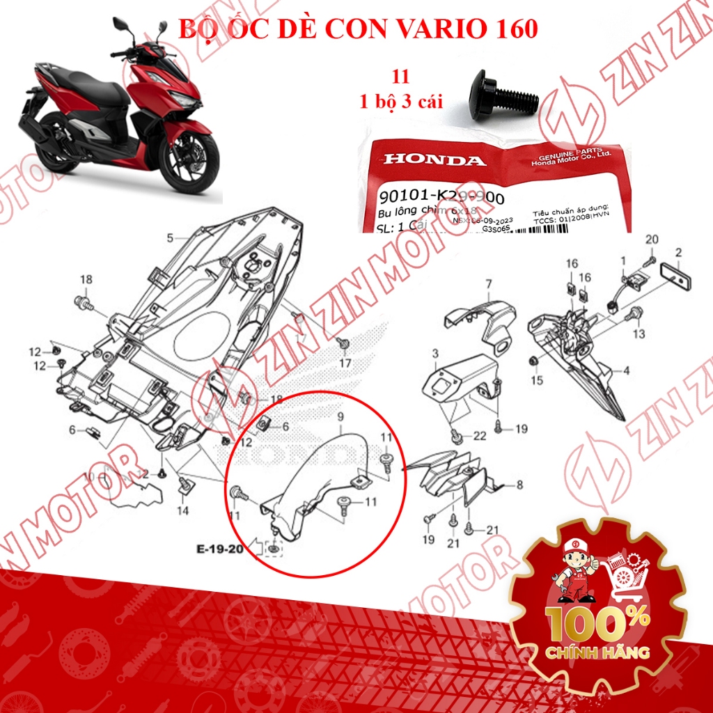 Genuine Vario 160 2022 2023 2024 Rear Fender Set 90101-K29-900 - ZZM ...