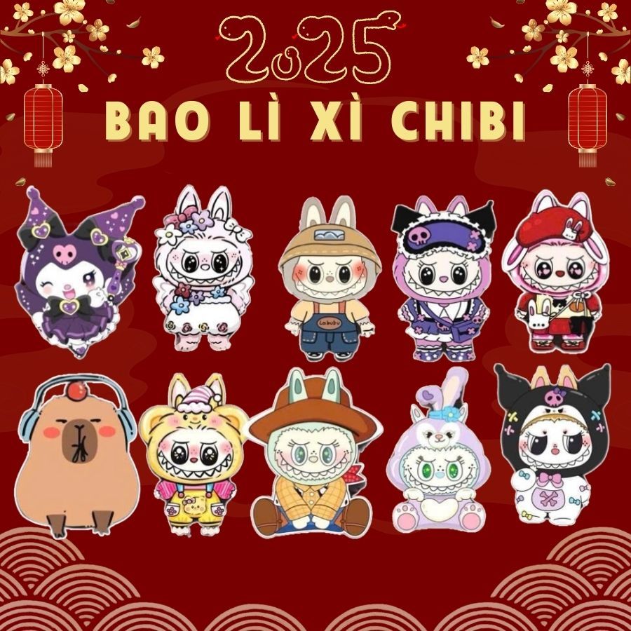 Combo of 10 ChiBi Labubu Lucky Money CNY At Ty 2025 Metallic Shade ...