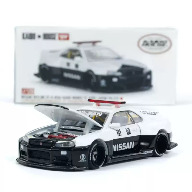 Nissan Skyline GT R - R34 police V2 AERO car model 1:64 scale Kaido ...