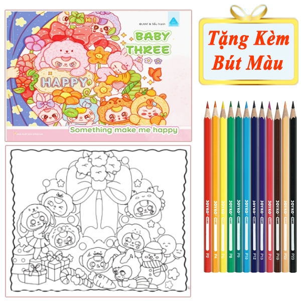 Book - Baby Three Happy Coloring + Free Colored Pencils | Shopee Malaysia