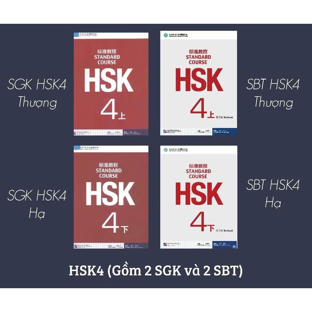 Book - HSK 4 standard textbook (Textbook 1,2 + SBT 1,2) (Beautiful ...