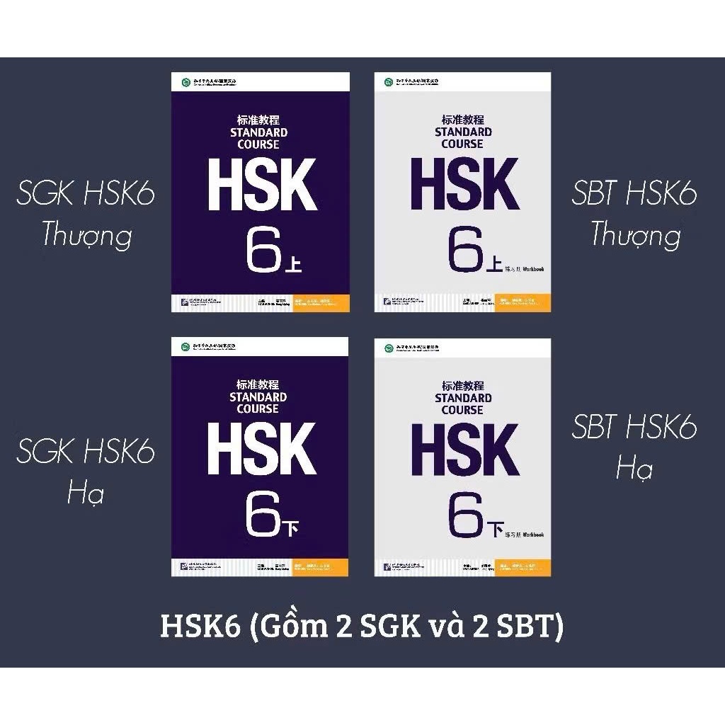 Book - HSK 6 standard textbook (Textbook 1,2 + SBT 1,2) (Black and ...