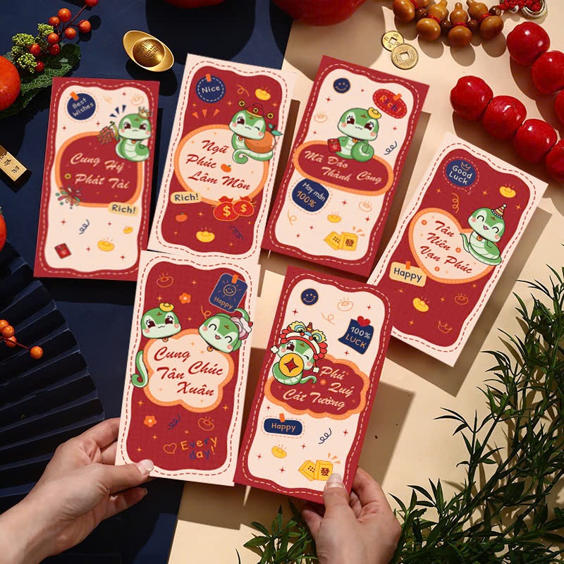 Set of 6 2025 Red Packets, At Ty Red Packets. Type 1 ️ Lixi Snake God ...