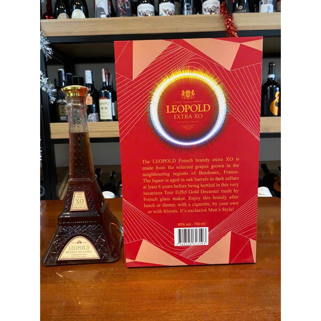 Xo Leopold Brandy Extra French wine gift box Set 700ml 40% vol with box ...