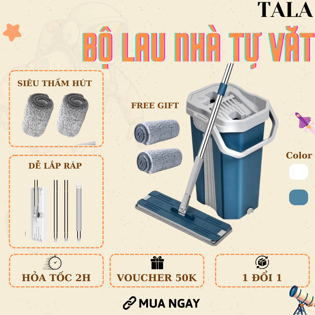 Smart Self-Winging Mop Set with 6L Water Tank with 360 Degree Rotating ...