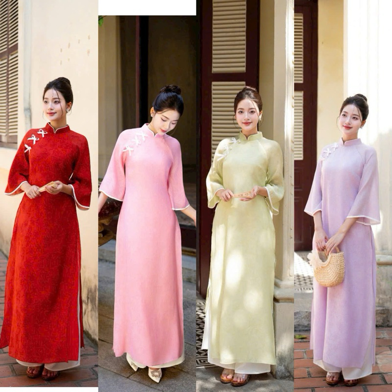 (Gentle New model for CNY 2025) Nha Dan's light, straight modern ao dai ...