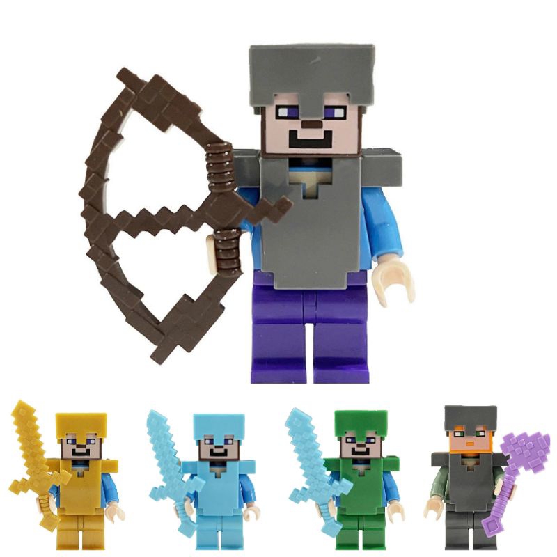 Minecraft Steve Alex Minifigures Includes Weapons and Armor | Shopee ...