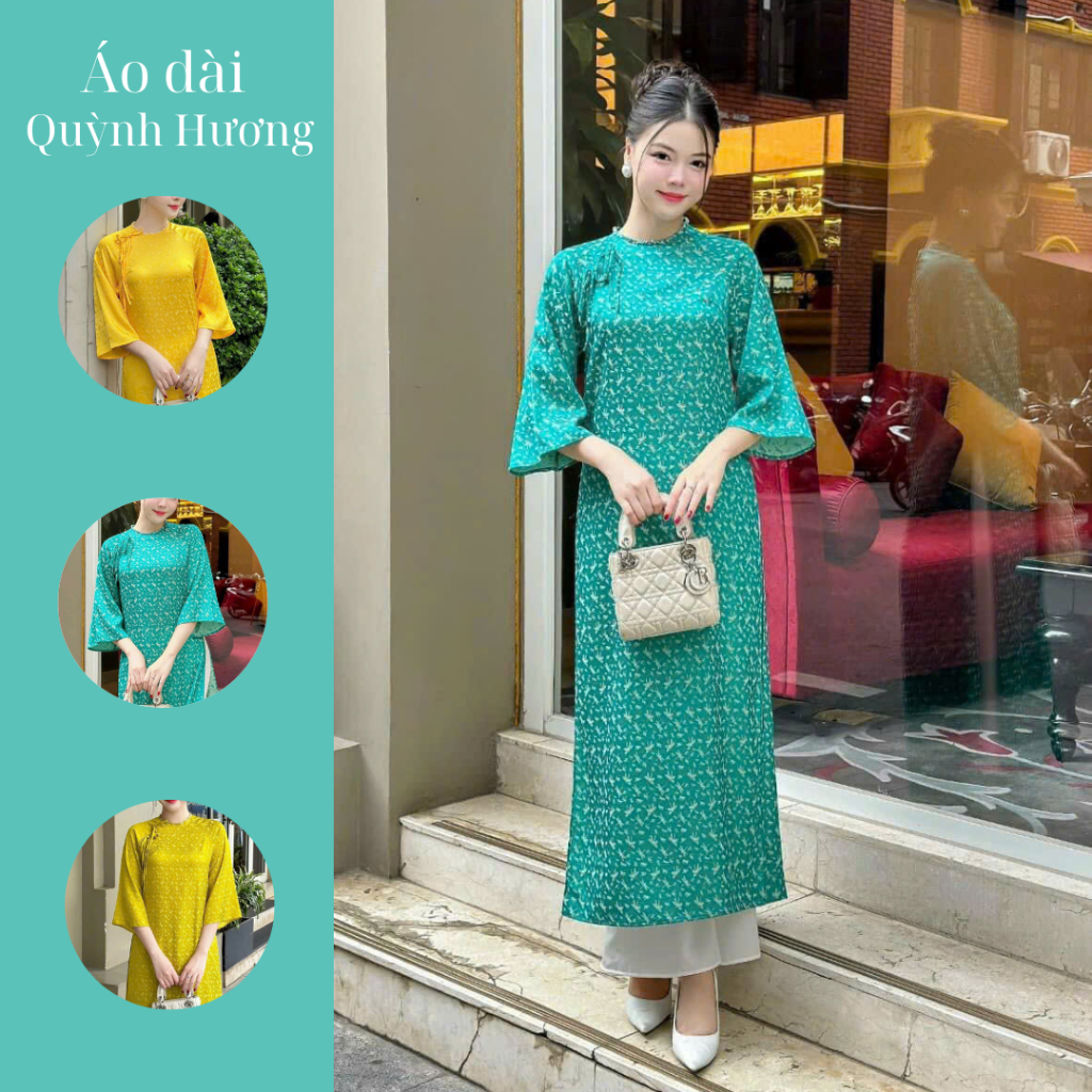 Children's silk brocade ao dai with shoulder bow in 3 colors by Quynh Huong | Shopee Malaysia