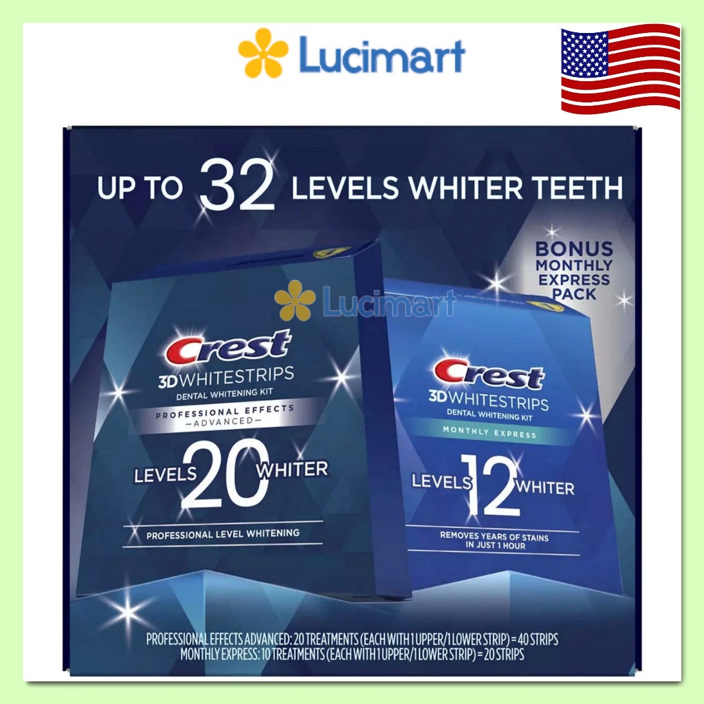 Crest 3D Whitestrips Professional Effects Levels 20 Express Levels 12 ...