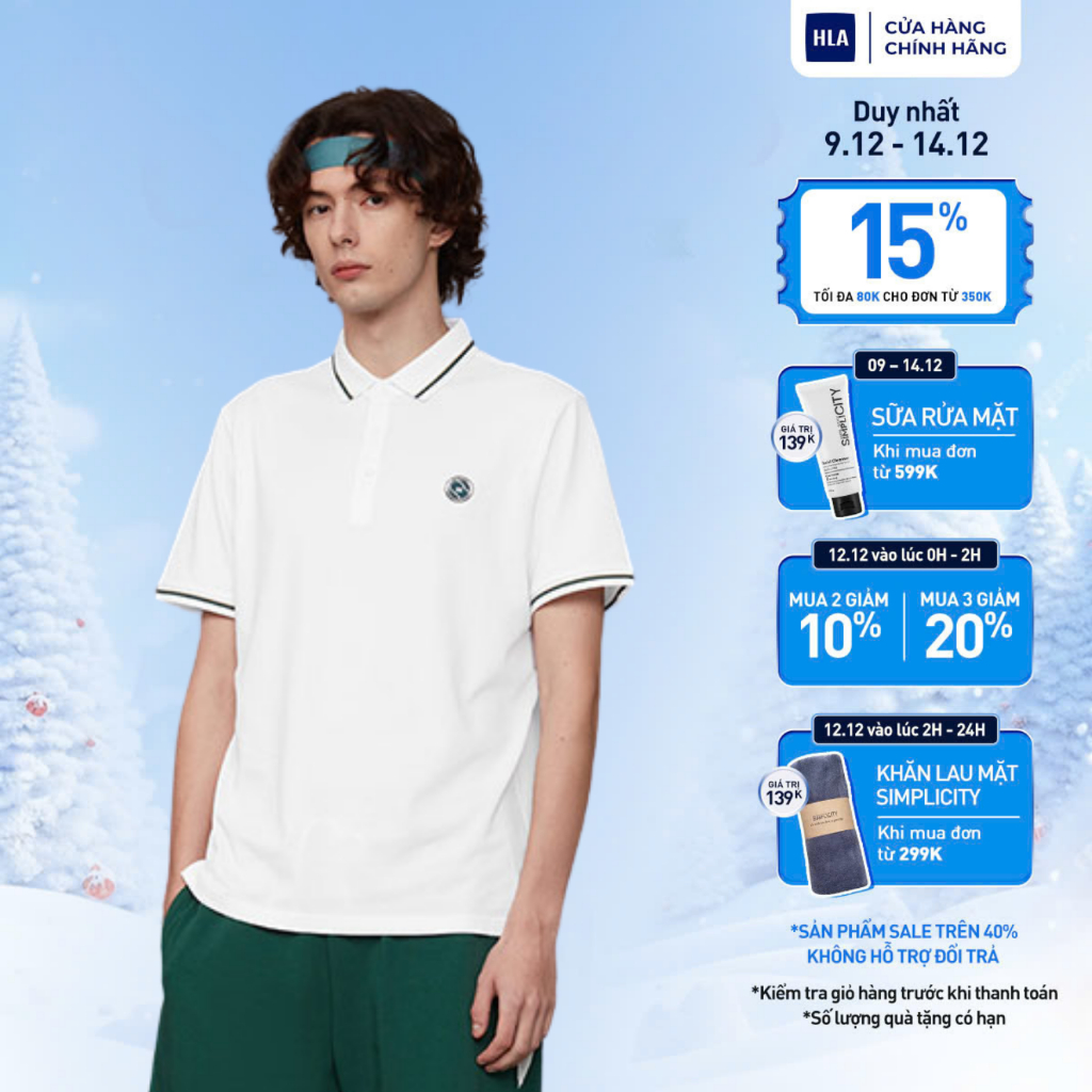 Hla men's POLO shirt with border pattern, high quality Pique cotton ...
