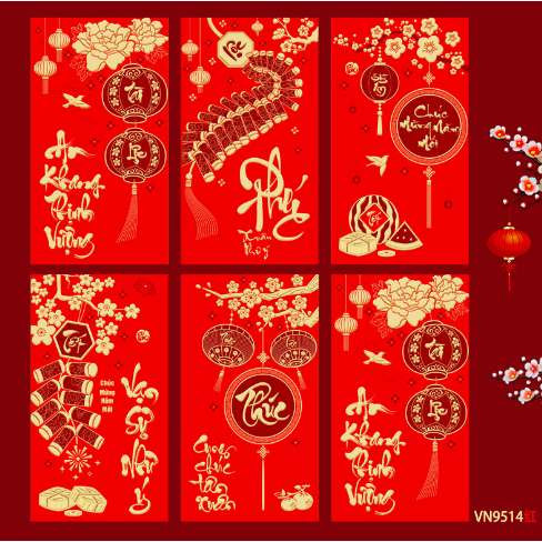 Red velvet lucky money envelopes CNY year of the Snake At Ty 2025 - Set ...