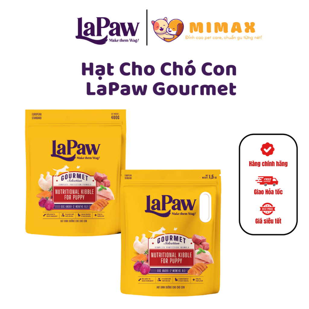 Lapaw Gourmet Puppy Grains - Nutritional Mix, Convenient Bag 400g & 1 ...