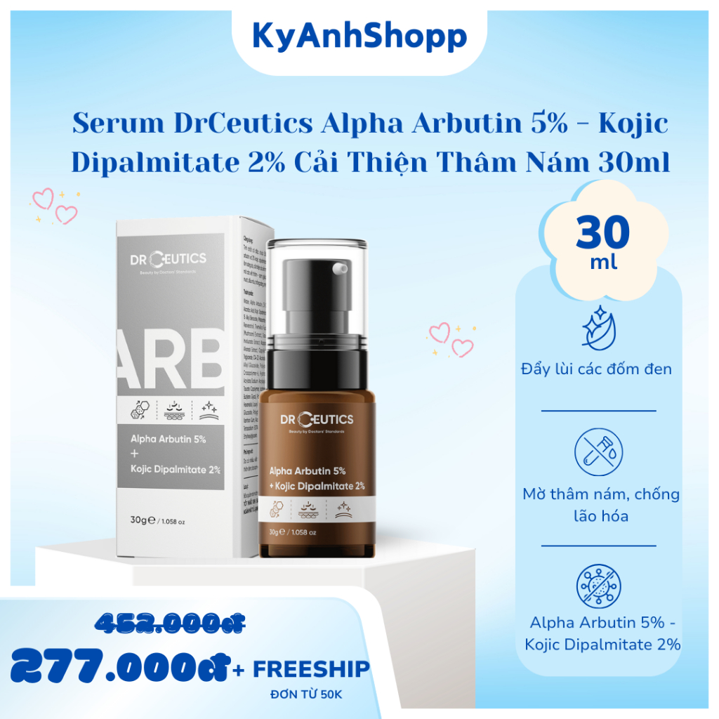 Serum DrCeutics Alpha Arbutin 5% - Kojic Dipalmitate 2% Improves Dark Spots Slingshotm | Shopee ...