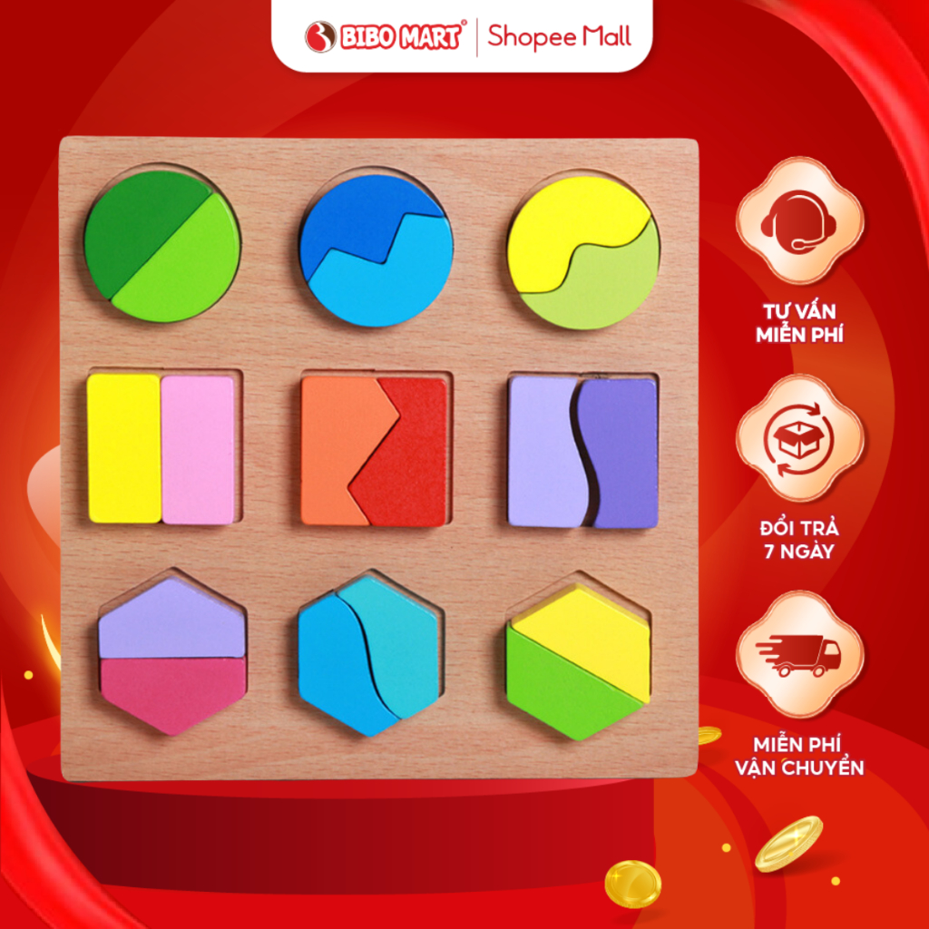 Colorful geometric wooden puzzle board for children TM05 - Bibomart ...