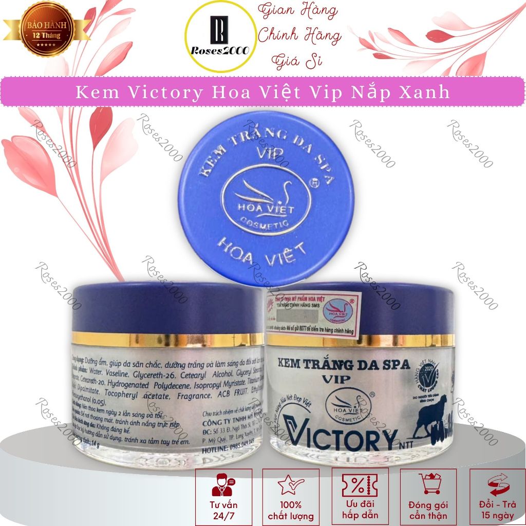Victory Hoa Viet VIP Cream 14g Green Cap - Skin Whitening, Matte ...