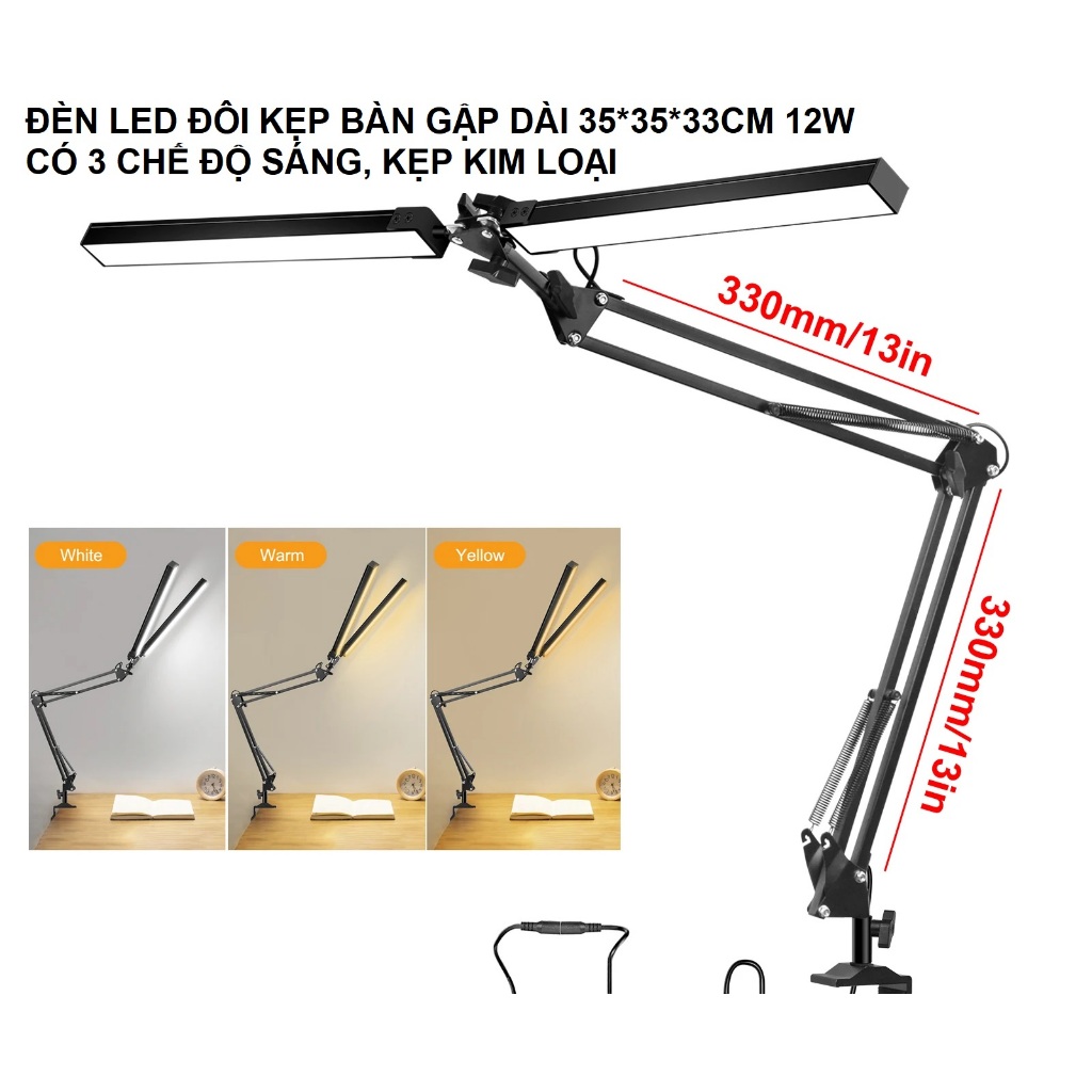 Double LED TABLE LIGHT, WORK DESK LIGHT, 24W DOUBLE TABLE CLIP LIGHT ...