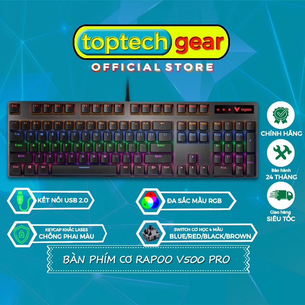 Rapoo V500PRO mechanical gaming keyboard with RGB multi-color backlight USB 2.0 connection ...