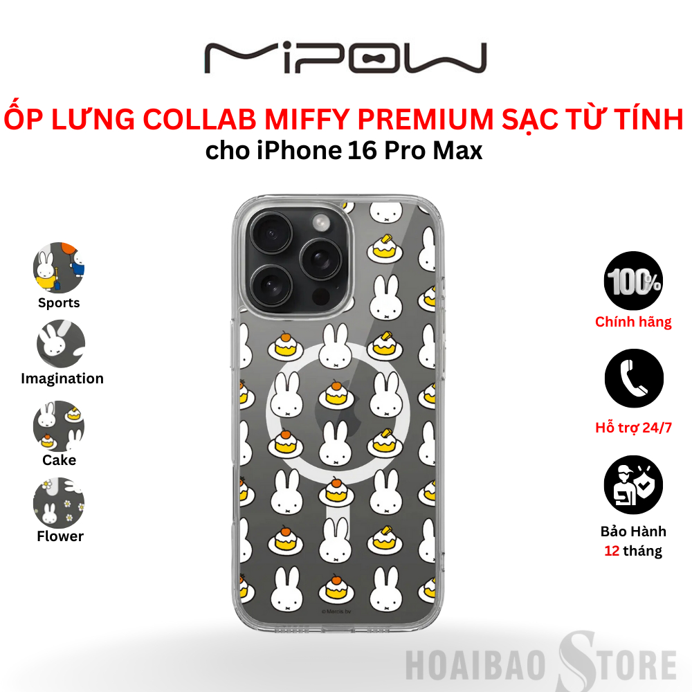 Mipow case for iPhone 16 Pro Max Collab Miffy Premium magnetic charging ...