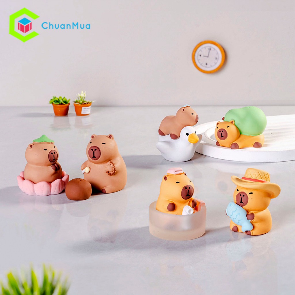 TRI Cute Mini Capybara Animal Model Desk Decoration Study Table - Cute ...