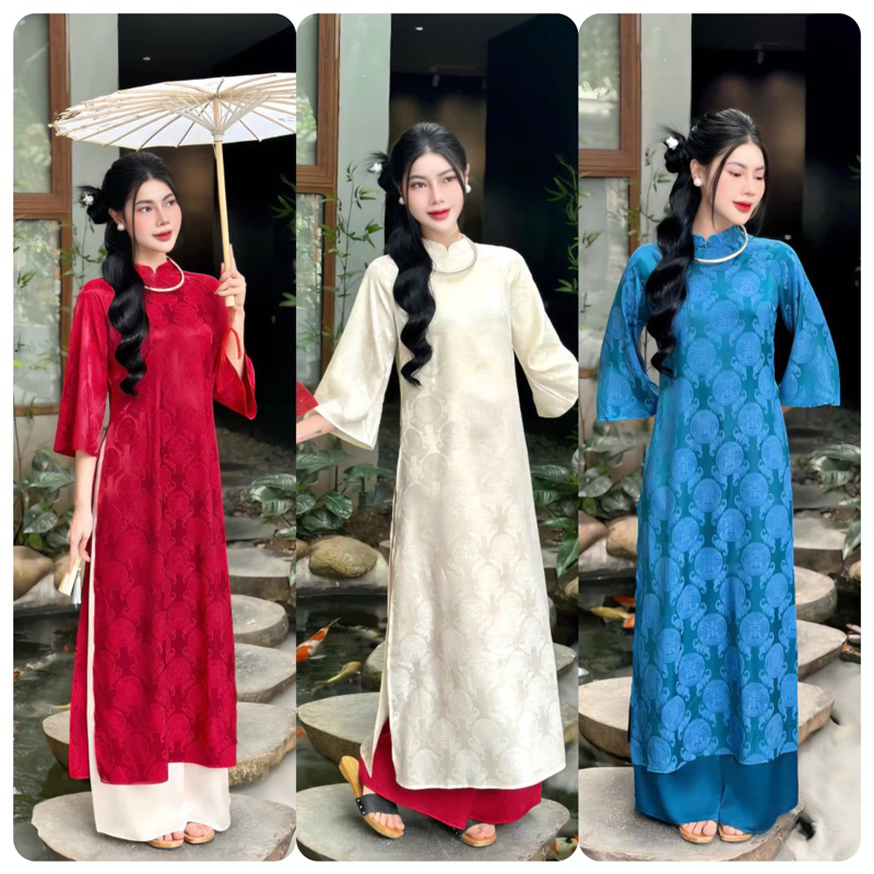 Modern brocade ao dai with loose fit code D10 | Shopee Malaysia