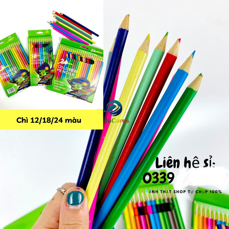 Colored pencil box set of 12 colors, 18 colors, 24 colors | Shopee Malaysia