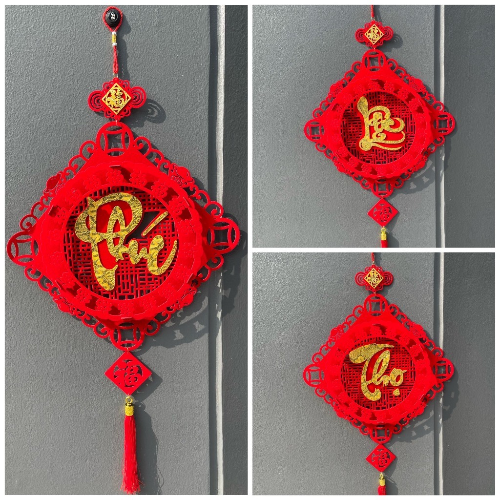 CNY 2025 ️ Set of 4 Velvet Fans, Decorative Fan Strips PHUC, LOC, THO ...