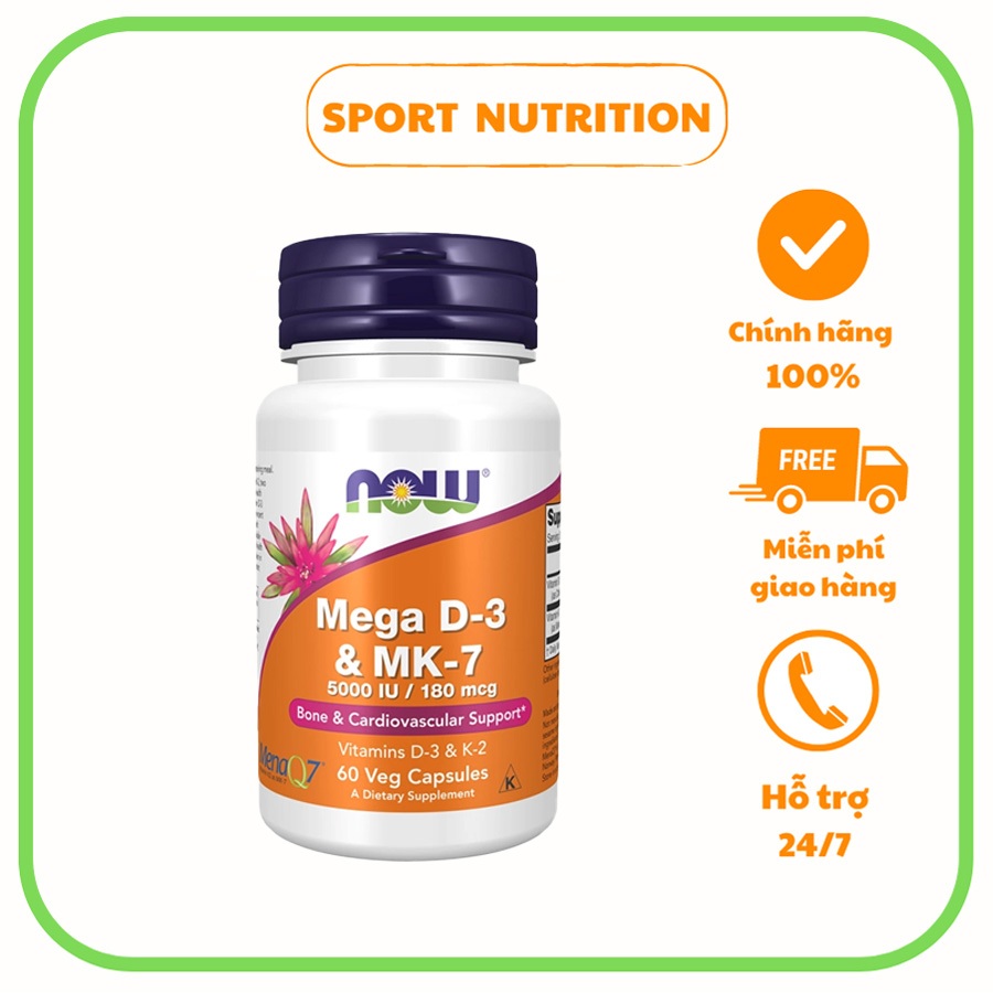 Now Mega D-3 & MK-7, 60 tablets, vitamin d3 k2 supplement helps support ...