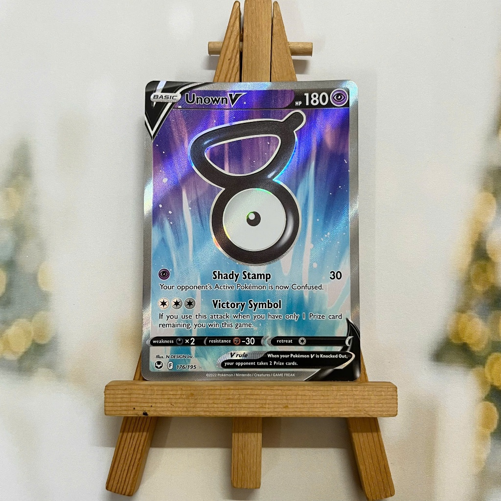 Pokemon Unown V 176/195 Picture Card - Genuine English Silver Tempest Full Art Ultra Rare Odd ...