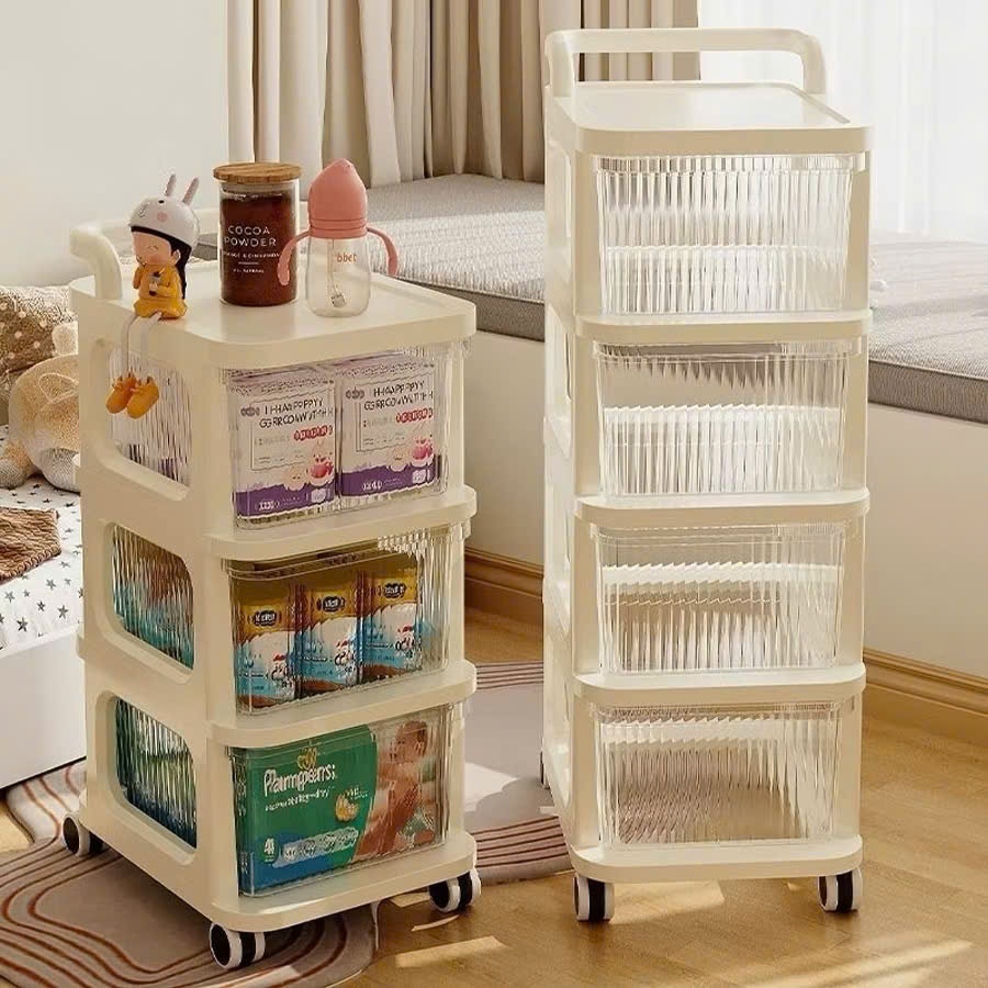 Multifunctional 3 - 4 Tier Diaper Storage Shelf with Transparent Multi ...