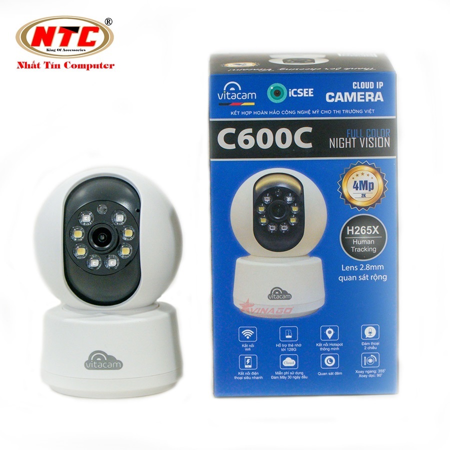 Vitacam C600C 4MPX wifi IP Camera 2-way conversation, Wide viewing ...