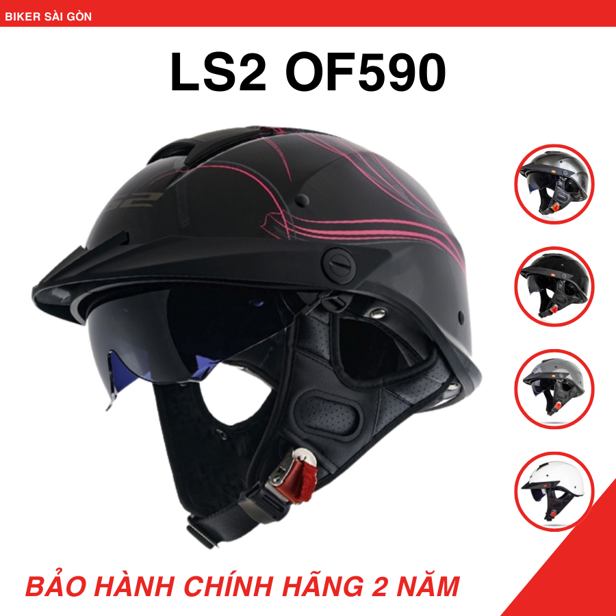 Ls2 OF590 Rebellion Half Head Helmet with Visor - Biker | Shopee Malaysia