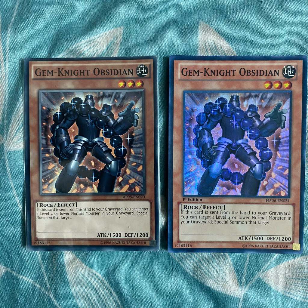 Yugioh Gem-Knight Obsidian Card - AP08-EN020 - Common and HA06-EN031 - Super Rare Unlimited ...