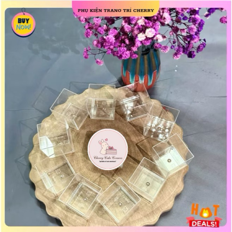Set of 10 Cups, Square Plastic Mica Cups for Mousse, Tiramisu for Cold ...