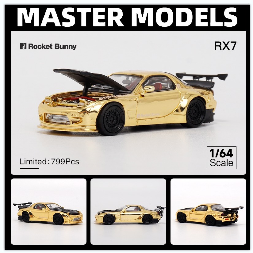 1:64 MASTER MODEL - Mazda RX7 Rocket Bunny GT Wing Chorme Gold | Shopee ...