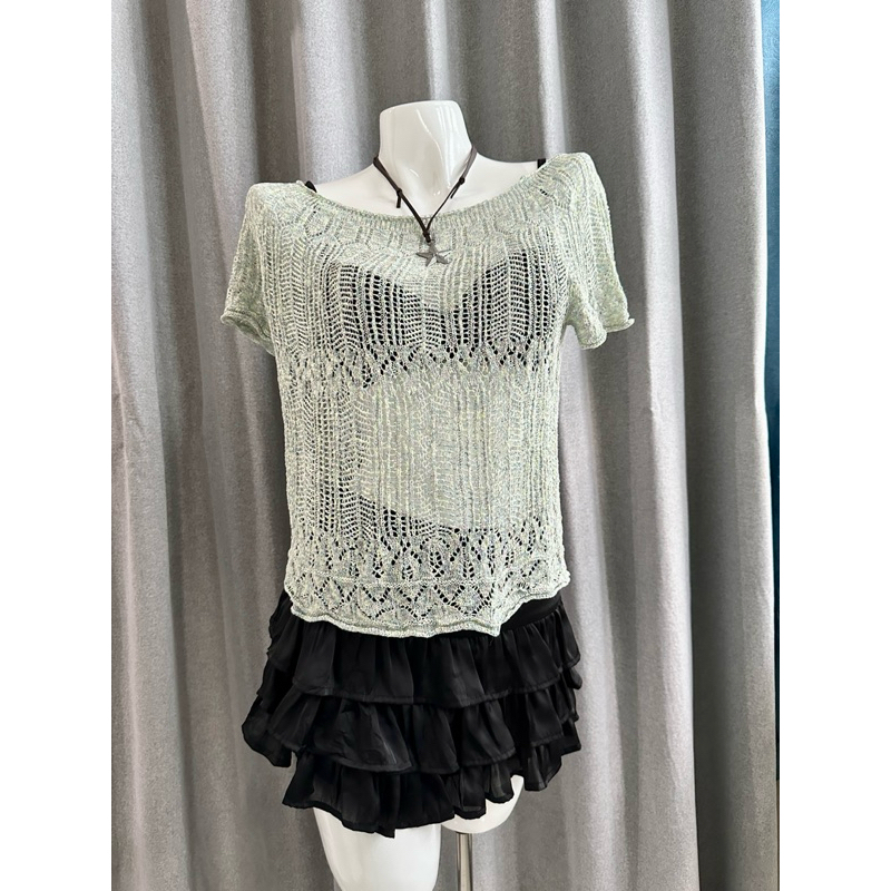 Vintage Japanese 2-hand crochet mesh shirt | Shopee Malaysia