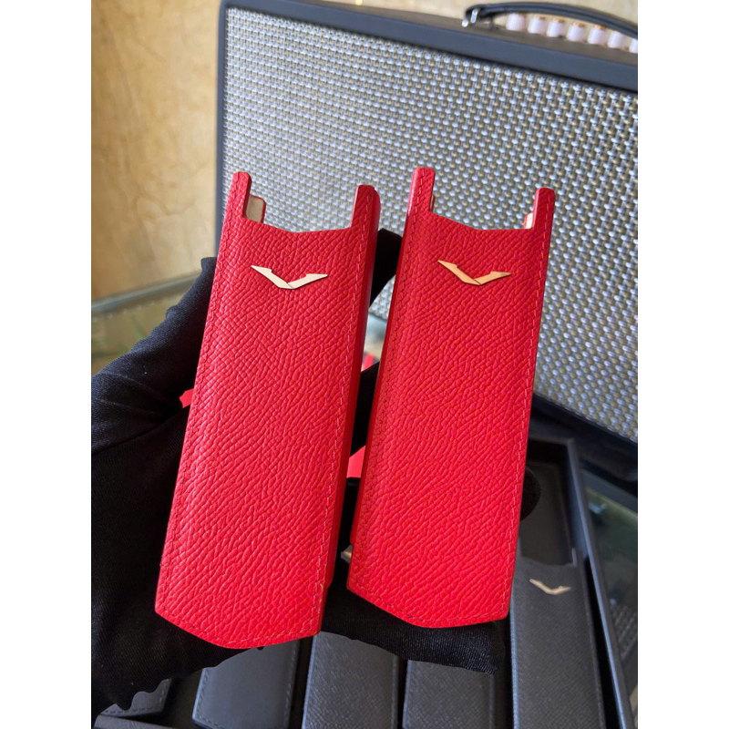 Vertu Signature S red leather phone case, premium imported leather ...