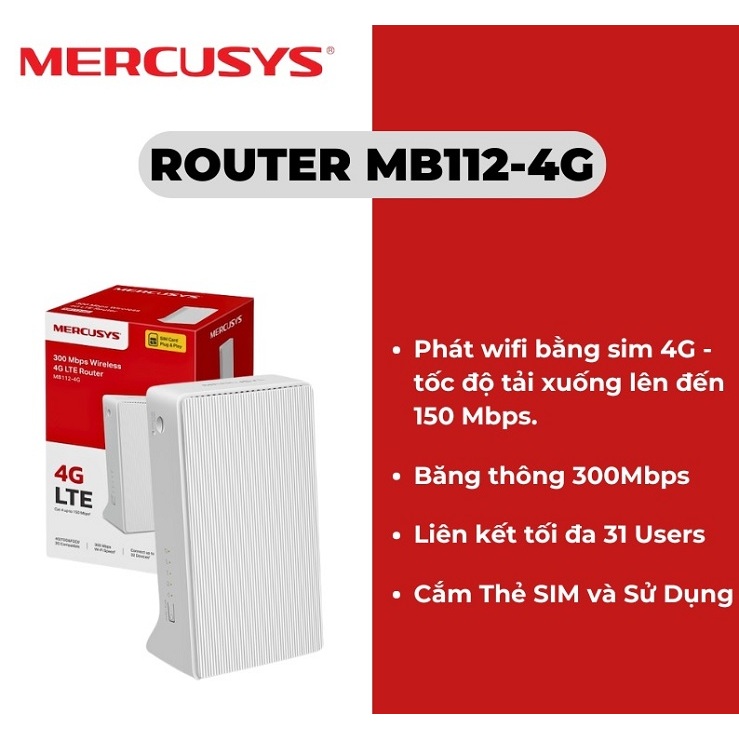 Mercusys MB 112-4G 300Mbps 4G LTE Wifi Router (install sim and use immediately) | Shopee Malaysia