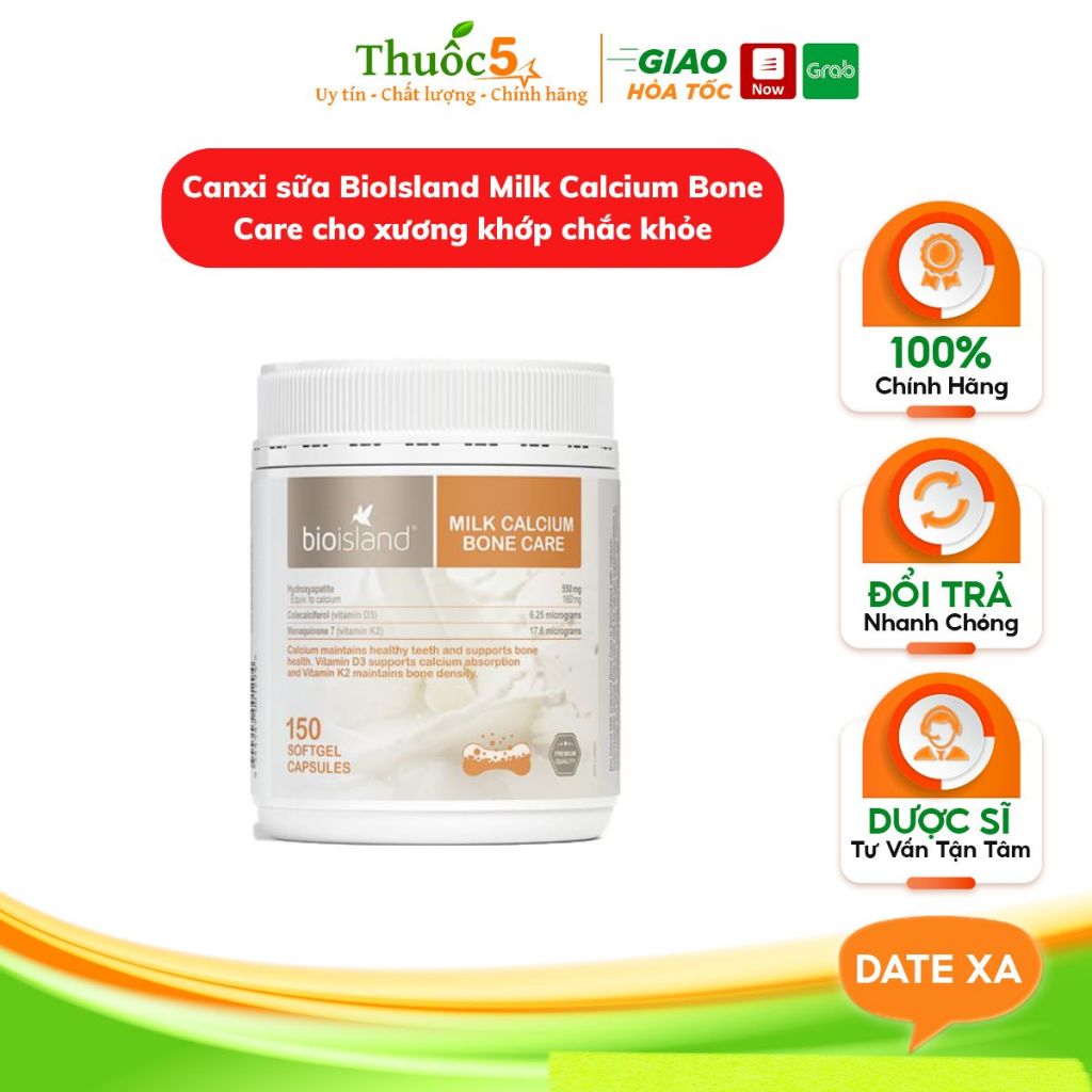 Bioisland Milk Calcium Bone Care for strong bones and joints, bottle of ...