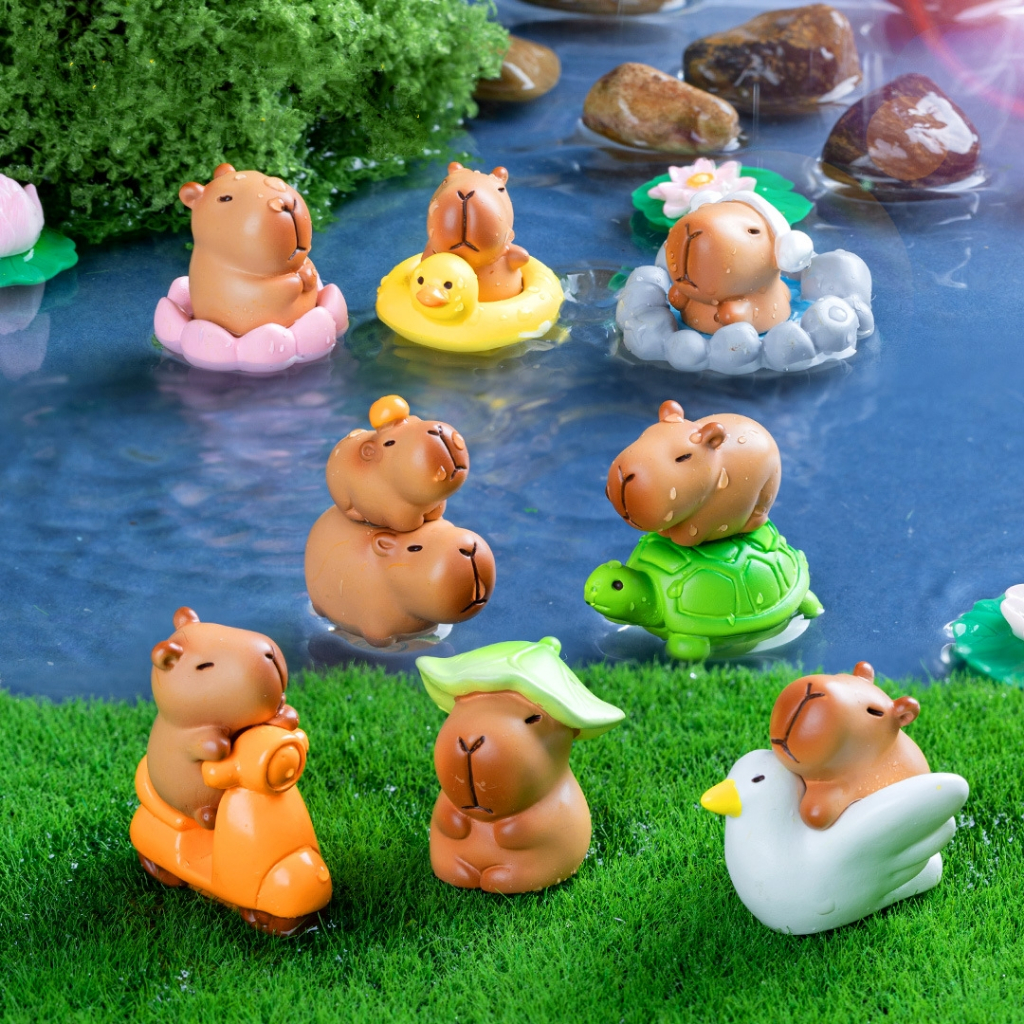 Cute Capybara model riding a scooter, a sauna, and riding a turtle ...