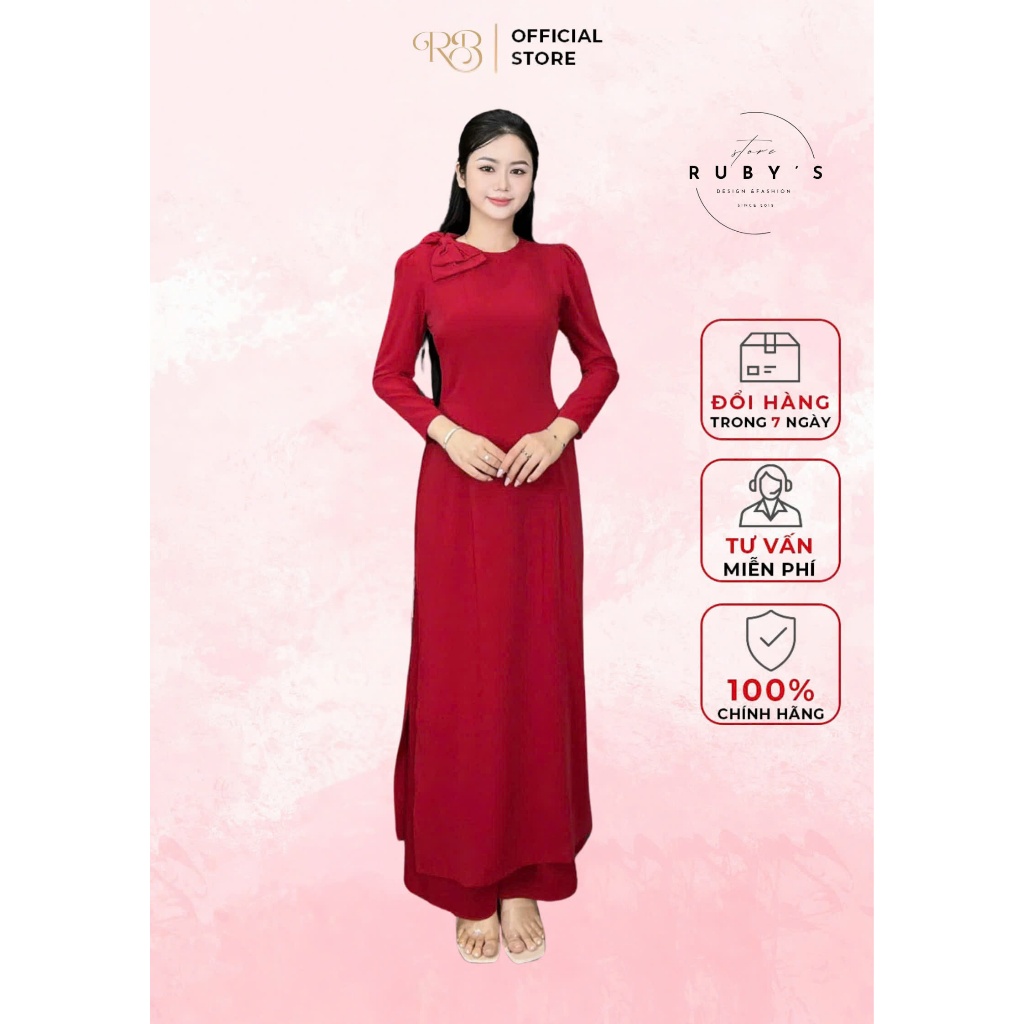 Ruby's STORE Ao Dai SET FOR MOTHER, 1-LAYER DESIGN WITH MULTI-COLOR SHOULDER FLOWERS IN SIZE ...