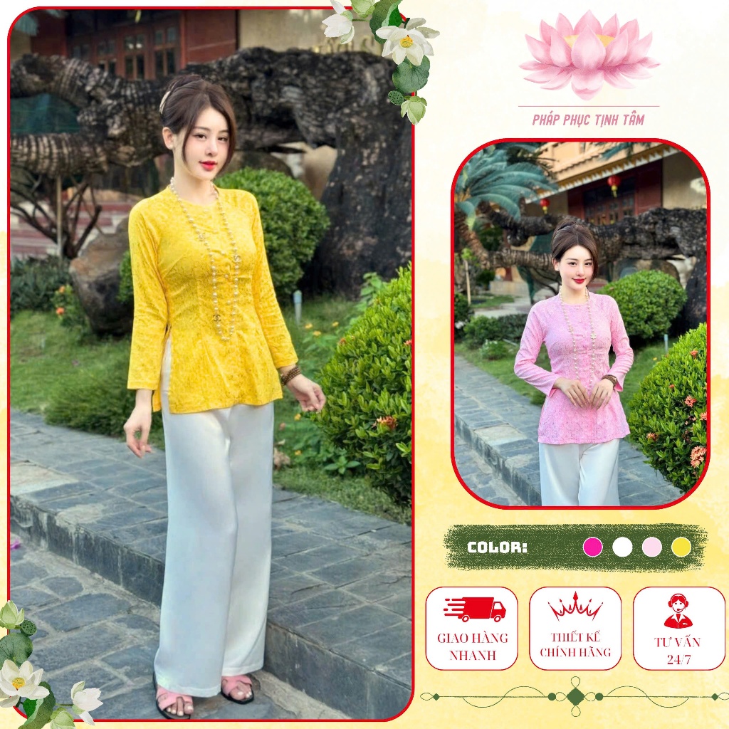 Women's blue outfit to go to the temple with brocade round neck and ...