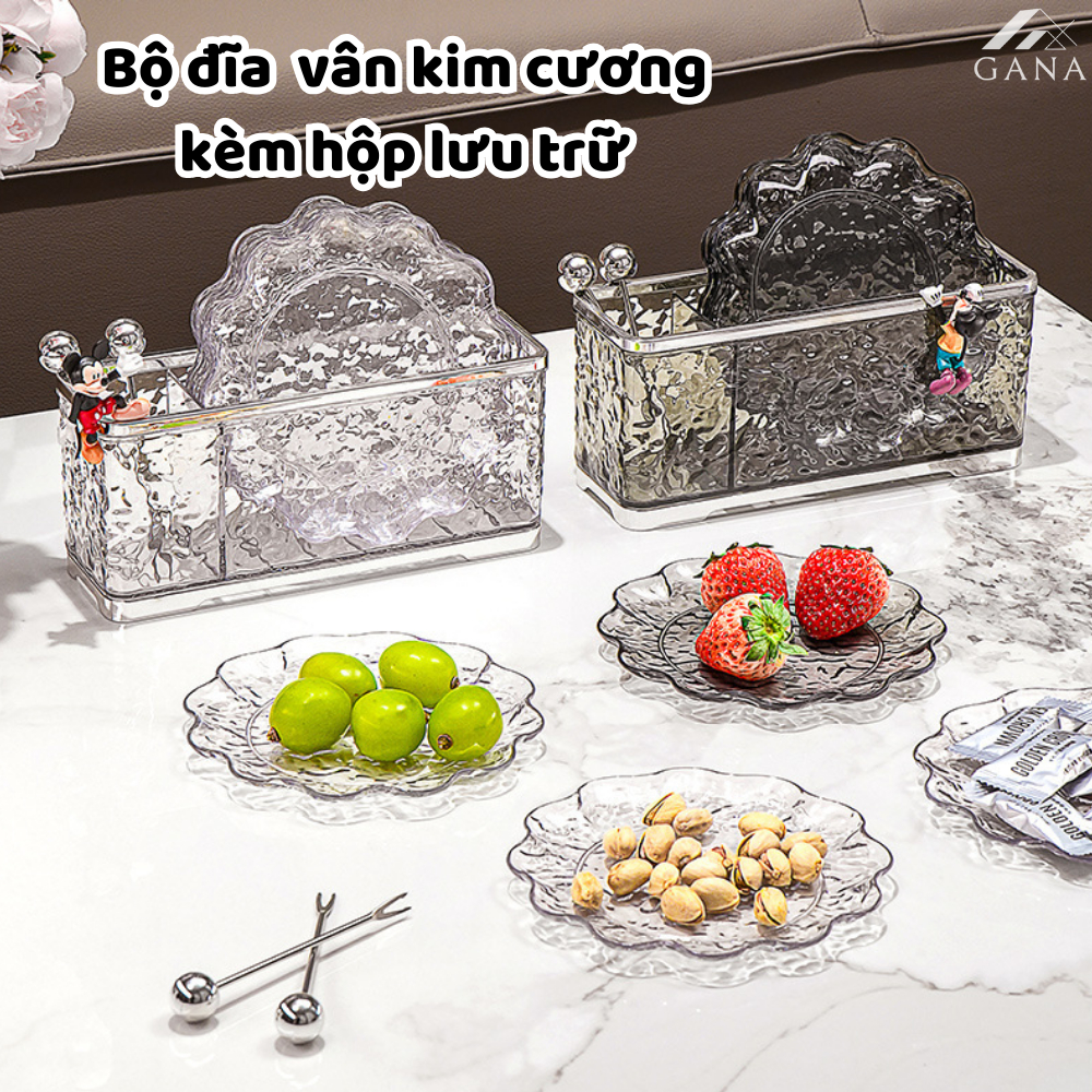 Set of transparent fruit and candy plates with luxurious transparent ...