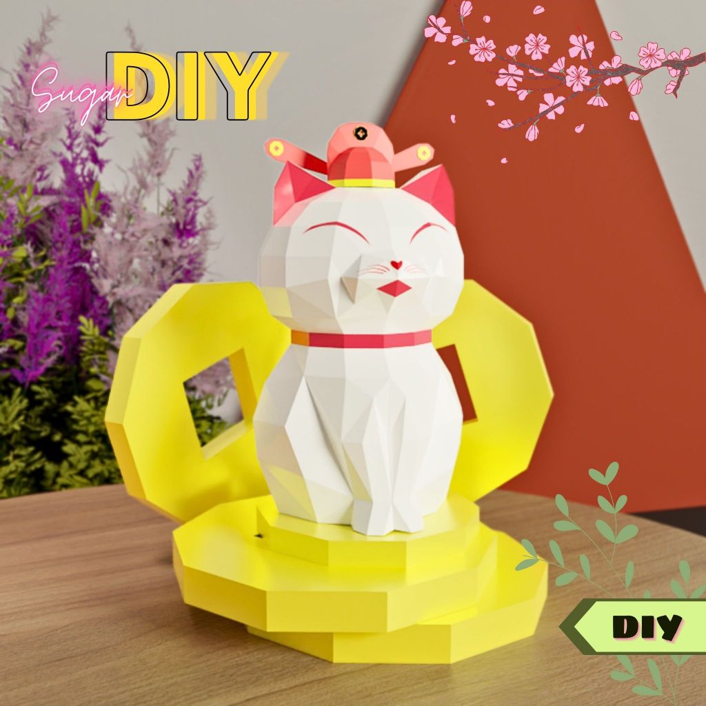 God of Fortune Cat size 555cm - colored DIY paper model | Shopee Malaysia