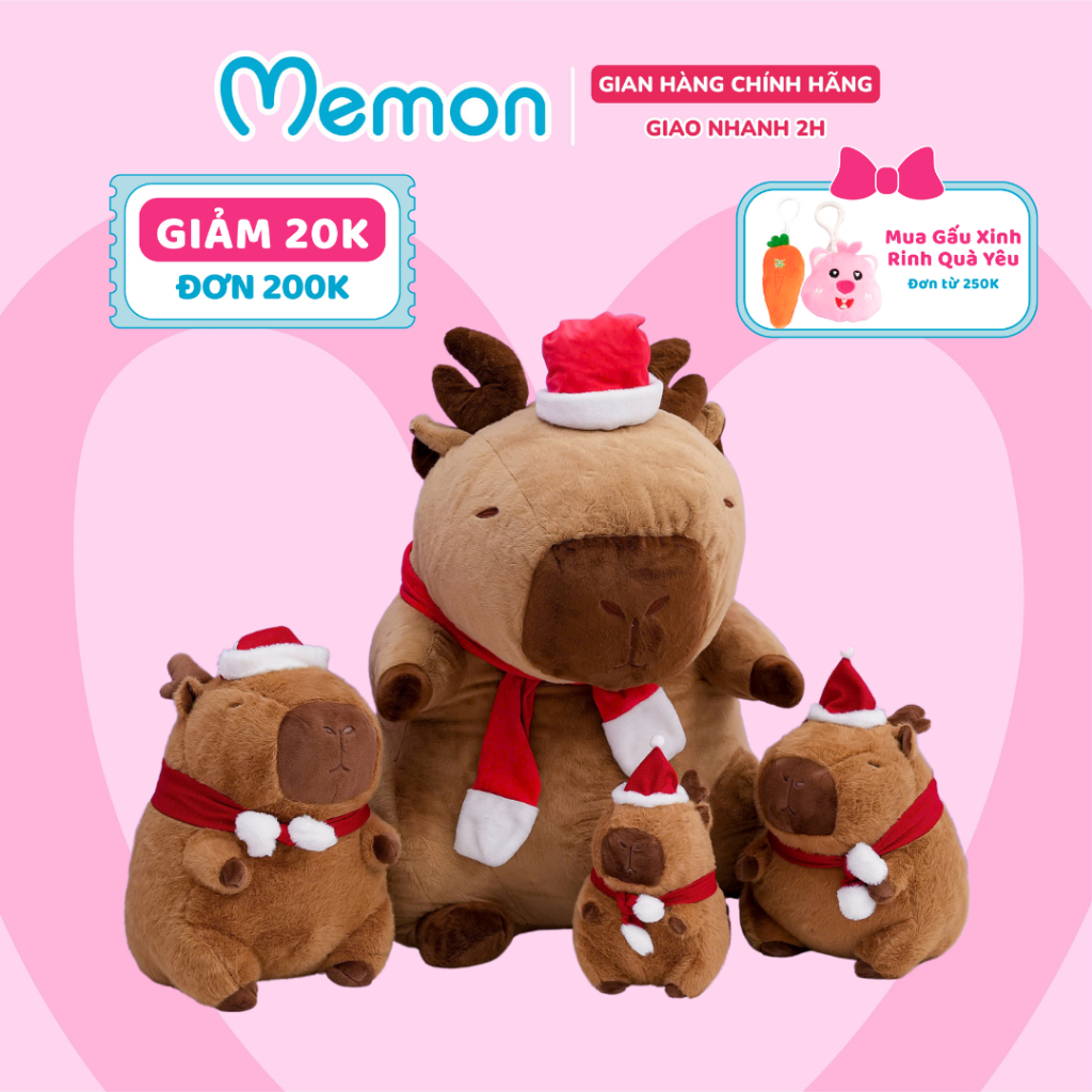Memon Christmas reindeer capybara teddy bear, premium soft reindeer ...