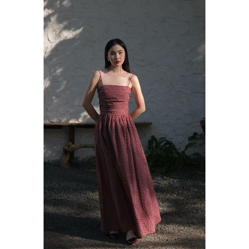 Merlin Dress - Vintage Red Floral Dress (original photo) | Shopee Malaysia