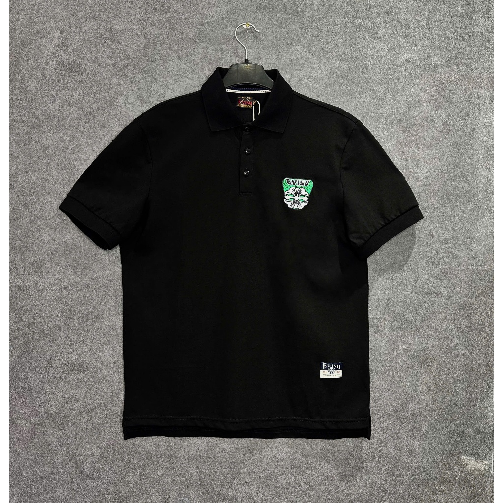 [ Genuine ] EVISU POLO SHIRT BLACK BLUE LOGO | Shopee Malaysia