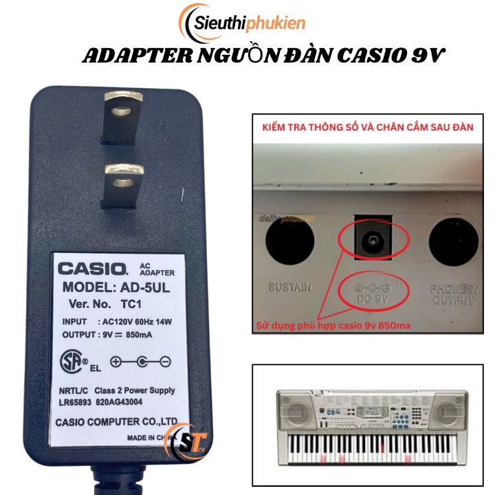 Casio organ power source CT-636 / CT-638 / CT-650 / CT-657 / CT-660 ...